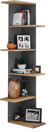 VCM Holzregal hängend | platzsparendes Regal | Maße: H. 140 x B. 37 x T. 37 cm | Elegantes Regal hängend | Aufbewahrungsregal | Bücherregal | Wandregal - 