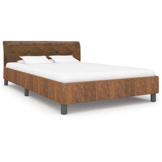 vidaXL Cadre de lit Marron Similicuir daim 140 x 200 cm vidaXL