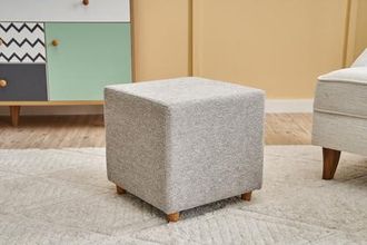 Atelier Del Sofa Elegant Cream Pouffe, 40 x 40 x 40 cm | 100% Wooden Frame, 100% Polyester & Cotton Fabric | Comfortable 32 DNS Foam for Stylish Seating