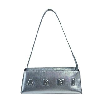 Marni Femme, Sacs, Gris, Taille: ONE Size Sac bandouli&egrave;re en cuir gonfl&eacute; gaufr&eacute;