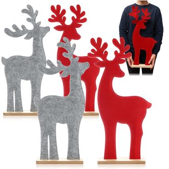 Com-Four 4X Dekorativer Aufsteller für Weihnachten - große Rentiere aus Filz zum Hinstellen in 2 Farben - Christmas Aufsteller zum Dekorieren und Verschenken
