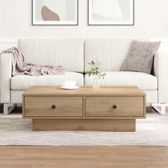 vidaXL Table basse ch&ecirc;ne artisanal 90 x 90 x 28 cm Bois ding&eacute;nierie Vidaxl