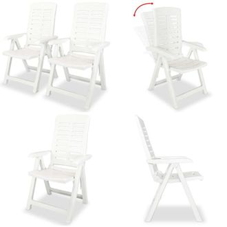 vidaXL Vidaxl - lot de 2 Chaises inclinables de jardin Plastique Blanc - Chaise De Jardin - Chaise Inclinable - Mobilier De Jardin - Meubles De Terrasse