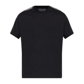 Versace Jeans Couture T-Shirt mit bedrucktem Logo - - Tops - Herren - Schwarzk - L