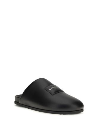 Givenchy Mens Leather Mules Black Calf Bos Taurus Sandal