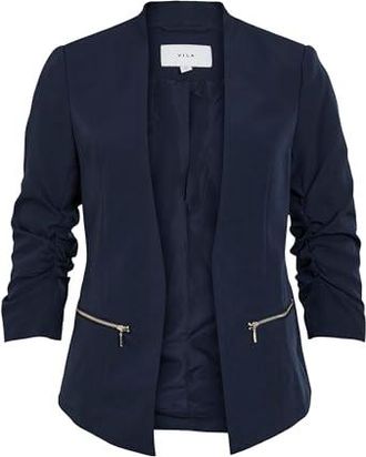 Vila Vila 3/4 Vijoy Noos, Blazer Bleu Marine, 36 Femme