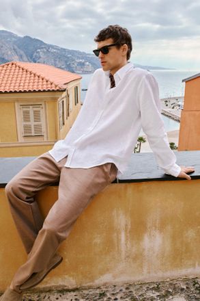 Trendyol MAN Herren Wei&szlig; Einfarbig Lang Regular Fit Hemden
