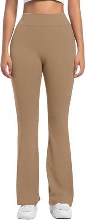 Generic Pantalon de yoga bootcut pour femme - Legging &eacute;vas&eacute; taille haute - Pantalon de printemps avec poches, caf&eacute;, XL