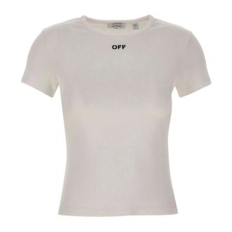 Off-white Femme, Tops, Blanc, Taille: 40 FR T-shirt basique c&ocirc;tel&eacute; Off Stamp