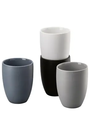 Rosenthal Tassenset, Blau, Grau, Schwarz, Wei&szlig;, Keramik, 4-teilig, 300 ml, 11 cm, Kaffee & Tee, Tassen, Kaffeetassen-Sets