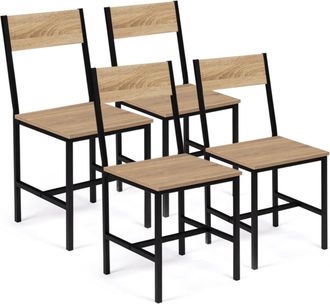 IDMarket Lote De 4 Sillas De Cocina De Dise&ntilde;o Industrial Detroit