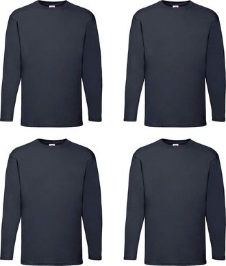 Fruit Of The Loom 4 T Shirt Longsleeve M L XL XXL Langarm Verschiedene Farbsets ausw&auml;hlbar (XXL, Navy)