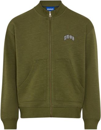 HUGO BOSS Sweatjacke Nuvojack Stehkragen Metallrei&szlig;verschluss, reine Baumwolle