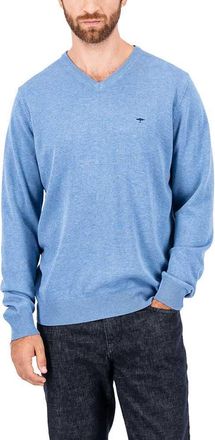 Fynch-Hatton Strickpullover aus Baumwolle mit V-Ausschnitt Cloud Blue / 3XL