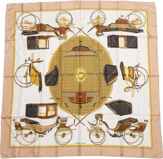 Hermès Tücher & Schals - Hermes Classic Carriage Silk Carre 90 Scarf Tuch - Gr. unisize - in Braun - für Damen