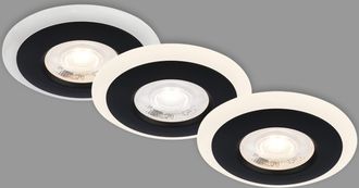 Briloner Leuchten - 3er Set Einbauleuchten Decke LED, LED Lichtring, Einbaulampen flach, Einbaustrahler Bad, Badeinbaustrahler IP44, Schwarz, 84x34 mm (DxH)