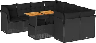vidaXL Vidaxl - Set Divani Da Giardino 9 Pz Con Cuscini Nero In Polyrattan