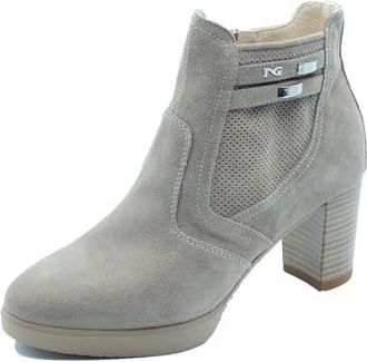 Nero Giardini E615081D Velour Cr&egrave;te Bottines &eacute;l&eacute;gantes pour femme en nubuck avec talon haut et &eacute;clair, Cr&egrave;te, 38 EU