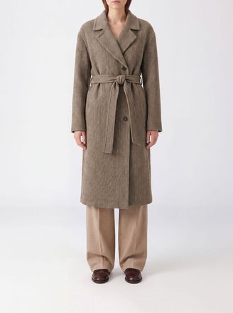 Brunello Cucinelli Zweireihiger Mantel aus Wolle mit Chevron-Muster und G&uuml;rtel