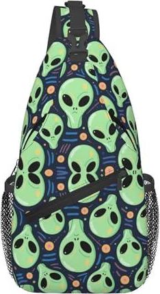 Generic Durable Sacoche Homme Bandouliere Visages dextraterrestres, style artistique des ann&eacute;es 90 Sacs &agrave; Bandouli&egrave;re Antivol Sac &agrave; Dos De Voyage pour Homme C
