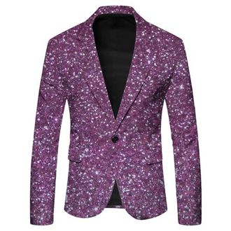 Generic Veste pour homme - Impression 3D - Aspect paillettes - Multicolore - Coupe ajust&eacute;e - Un bouton - Pour carnaval, f&ecirc;te, discoth&egrave;que, Nouvel An, 004, XXL