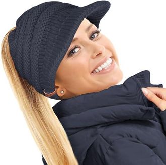 TOSKATOK Bonnet à visière pour Femme - Bleu - Taille Unique