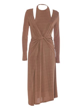 Eleh robe longue &agrave; design asym&eacute;trique - Marron