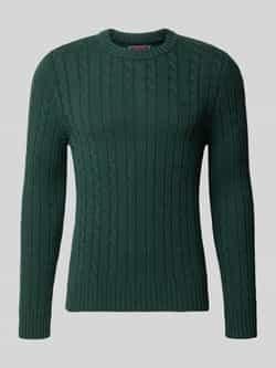 Superdry Strickpullover mit Zopfmuster und Rundhalsausschnitt