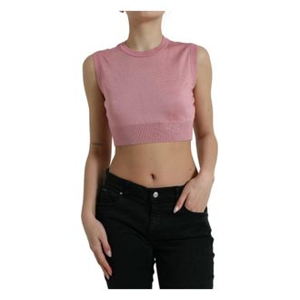 Dolce & Gabbana Femme, Tops, Rose, Taille: 38 FR Hauts sans manches