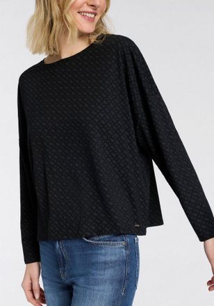 BOSS Pyjamaoberteil mit Monogramm-Print und Fledermaus&auml;rmeln, Rundhalsausschnitt