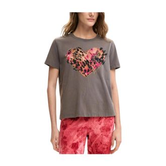 Desigual Femme, Tops, Gris, Taille: 42 FR T-Shirt Imprim&eacute;