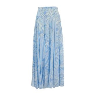 Pucci Femme, Jupes, Bleu, Taille: 36 FR Manuba Print Cotton Skirt