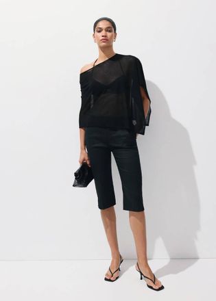 Mango Cape en maille asym&eacute;trique noir - Femme - XS-S - MANGO