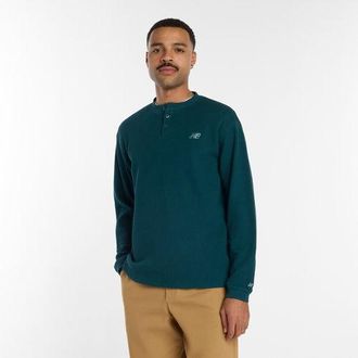 New Balance Homme Numeric Waffle Knit Long Sleeve Henley en Vert, Coton, Taille 2XL