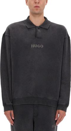 HUGO BOSS Polo Cotton-Polyester Blend Sweatshirt - Gray