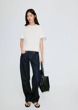 Mango Pull combin&eacute; &agrave; rayures &eacute;cru - Femme - XXS - MANGO