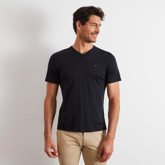 Eden Park T-shirt Noir Col V &Agrave; Manches Courtes Old Ref Pp