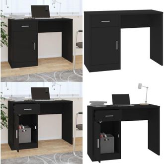 vidaXL Schreibtisch mit Stauraum Schwarz 100x40x73 cm Holzwerkstoff - Schreibtisch - Home Office - B&uuml;rostuhl - Arbeitsplatzgestaltung - Holzwerkstoffm&ouml;bel