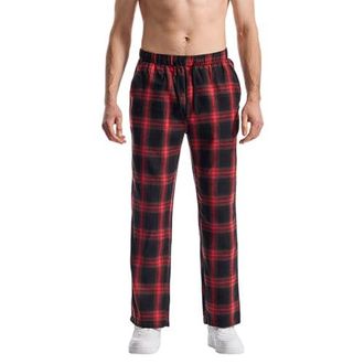 Generic Pantalon de pyjama en flanelle pour homme à carreaux doux avec cordon de serrage - Vêtement de nuit chaud et ultra confortable - Pantalon de détente d