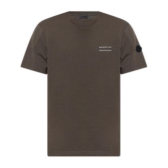 Moncler Homme, Tops, Brun, Taille: XL T-shirt avec &eacute;cusson logo