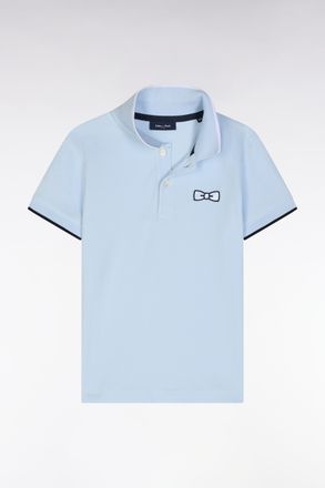 Eden Park Polo &Agrave; Manches Courtes En Coton Ciel Coupe Droite