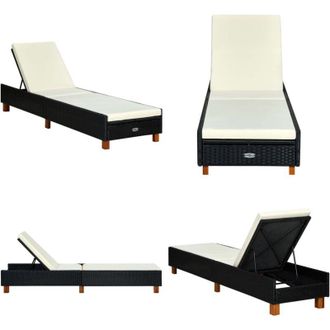 vidaXL Vidaxl - Sonnenliege mit Auflage Poly Rattan Schwarz - Sonnenliege - Gartenliege - Relaxliege - Poolliege - Outdoor M&ouml;bel - Home & Living