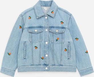 Arket Bestickte Jeansjacke -Blau