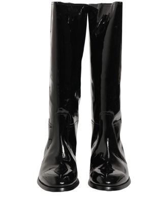 Dolce & Gabbana Mens Black Leather Knee High Heels Boots Shoes Accessory