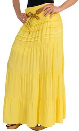 Malito more than fashion Malito - Jupe longue pour femme en coton avec motif tricoté élégant et ceinture en cuir synthétique - Jupe longue avec taille large - Jupe dété aérée 