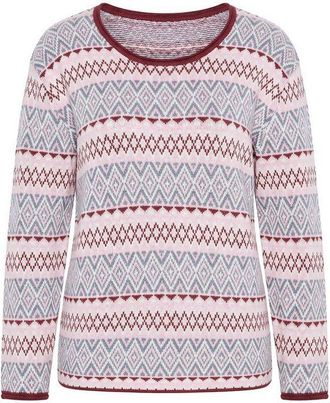 Ulla Popken Strickpullover Pullover Jacquardmuster Rundhals Langarm
