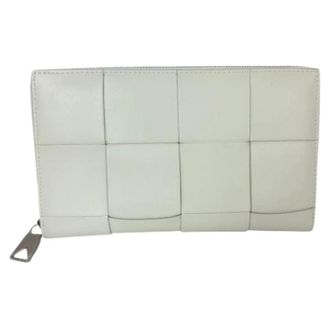Bottega Veneta Portefeuille zipp&eacute; Cassette Intrecciato Pre-owned - Femme - Pre-owned - Blanc - Taille: ONE Size