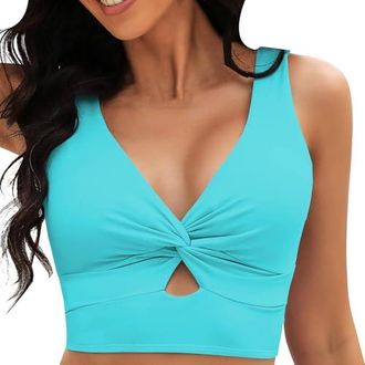 Generic Haut De Maillot De Bain Femme Sexy Push Up Hauts De Bikini avec Rembourrage Chic El&eacute;gant Col en V Hauts De Maillots R&eacute;glables Soutien Gorge Swimwear T