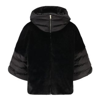 Herno Gestreifter gesteppter Umhang mit Federf&uuml;llung - - Jackets - Damen - Schwarzk - M