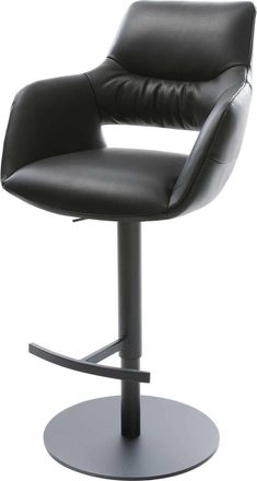 DELIFE Barstuhl Yago-Flex Drehfuß höhenverstellbar Metall Schwarz Echt-Leder Schwarz drehbar Taschenfederkern